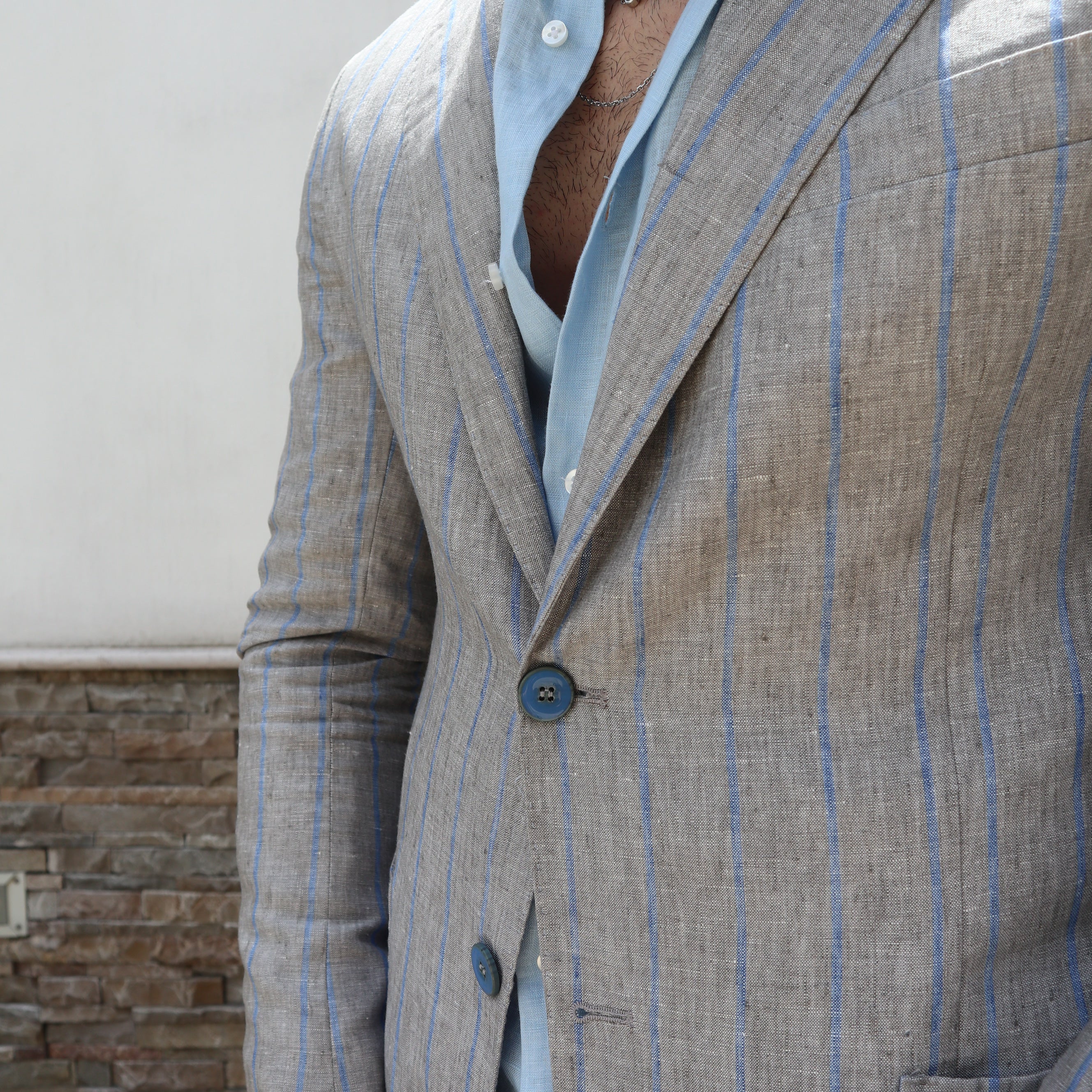 Giacca 100% lino Gessata grigia RPL – CrossOver Abbigliamento Uomo_